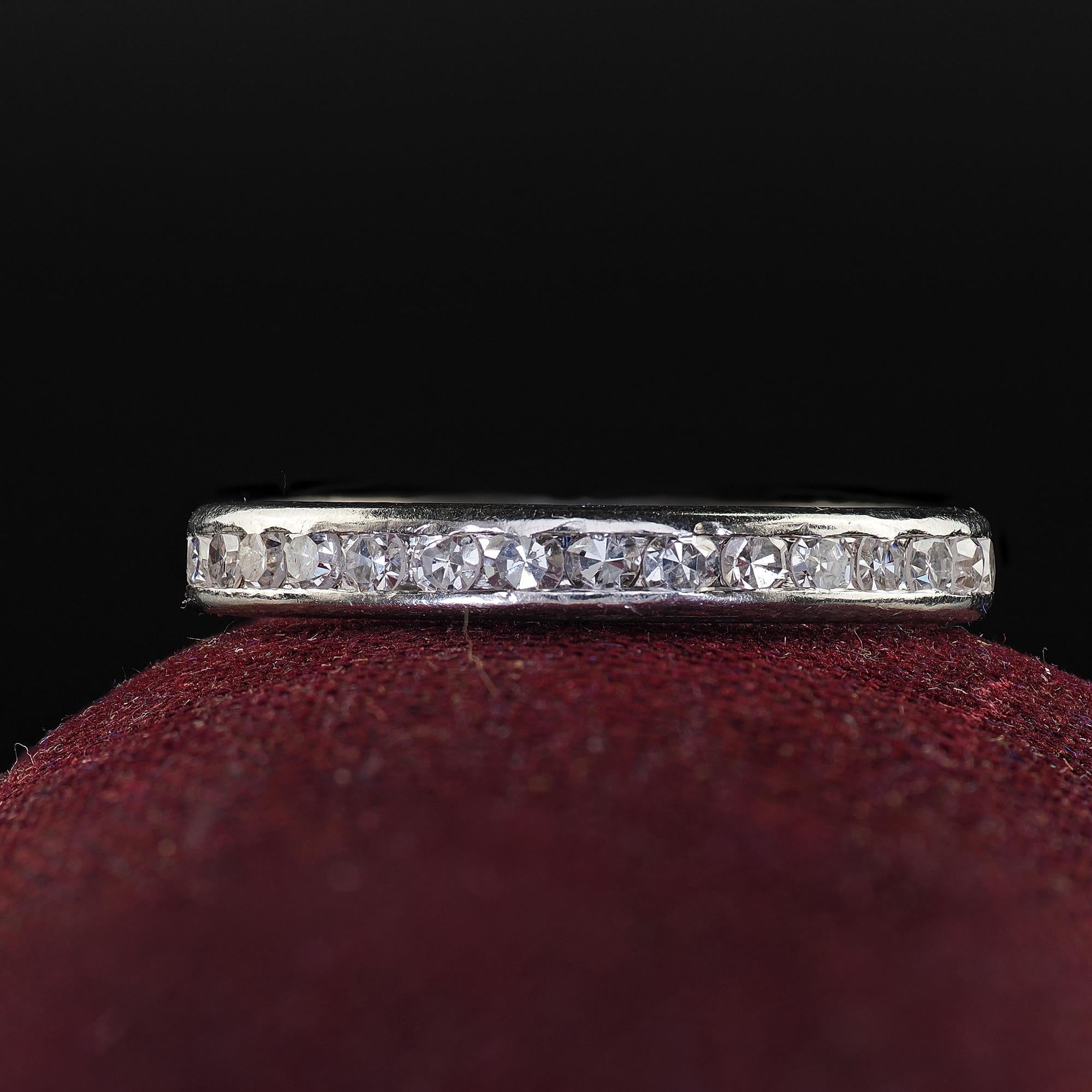 Antique Art Deco Platinum Single Cut Diamond Classic Eternity Band Size 6