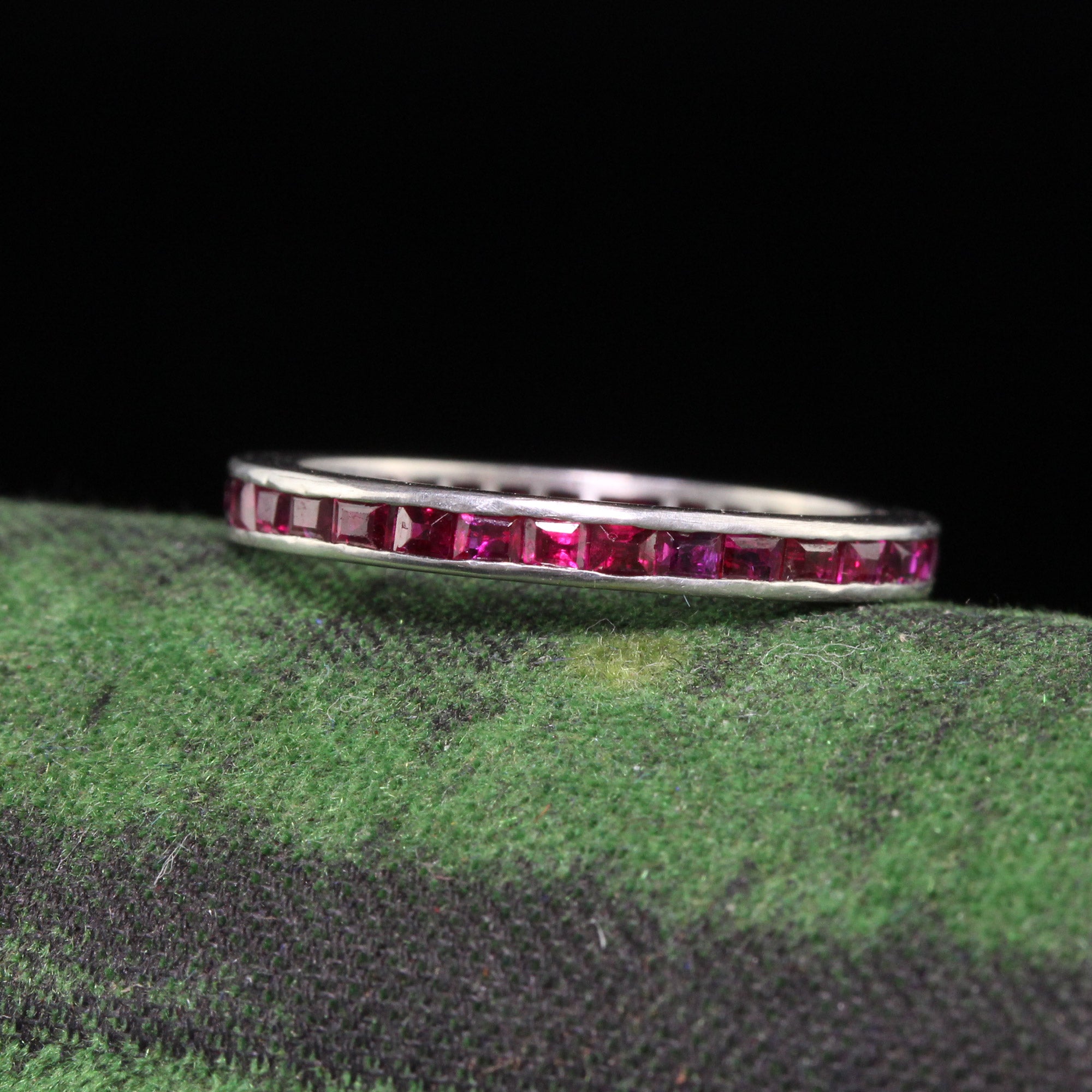 Antique Art Deco Platinum Square Cut Ruby Eternity Band - Size 4 – The Antique Parlour