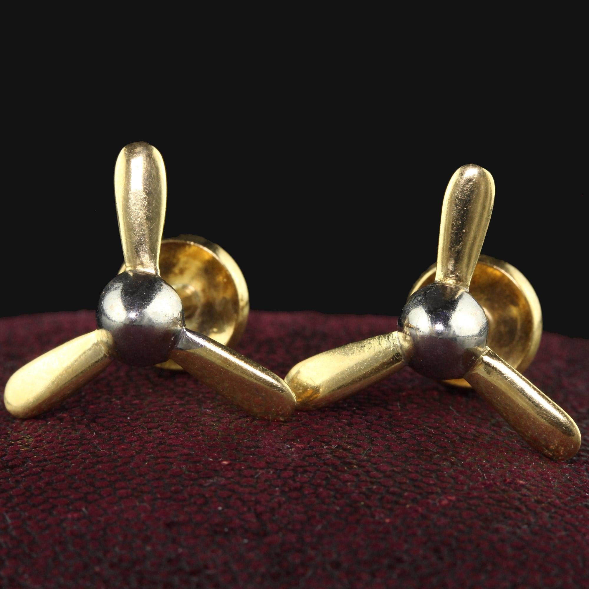 Vintage Retro 18K Gold and Platinum Propeller Cufflinks – The Antique ...