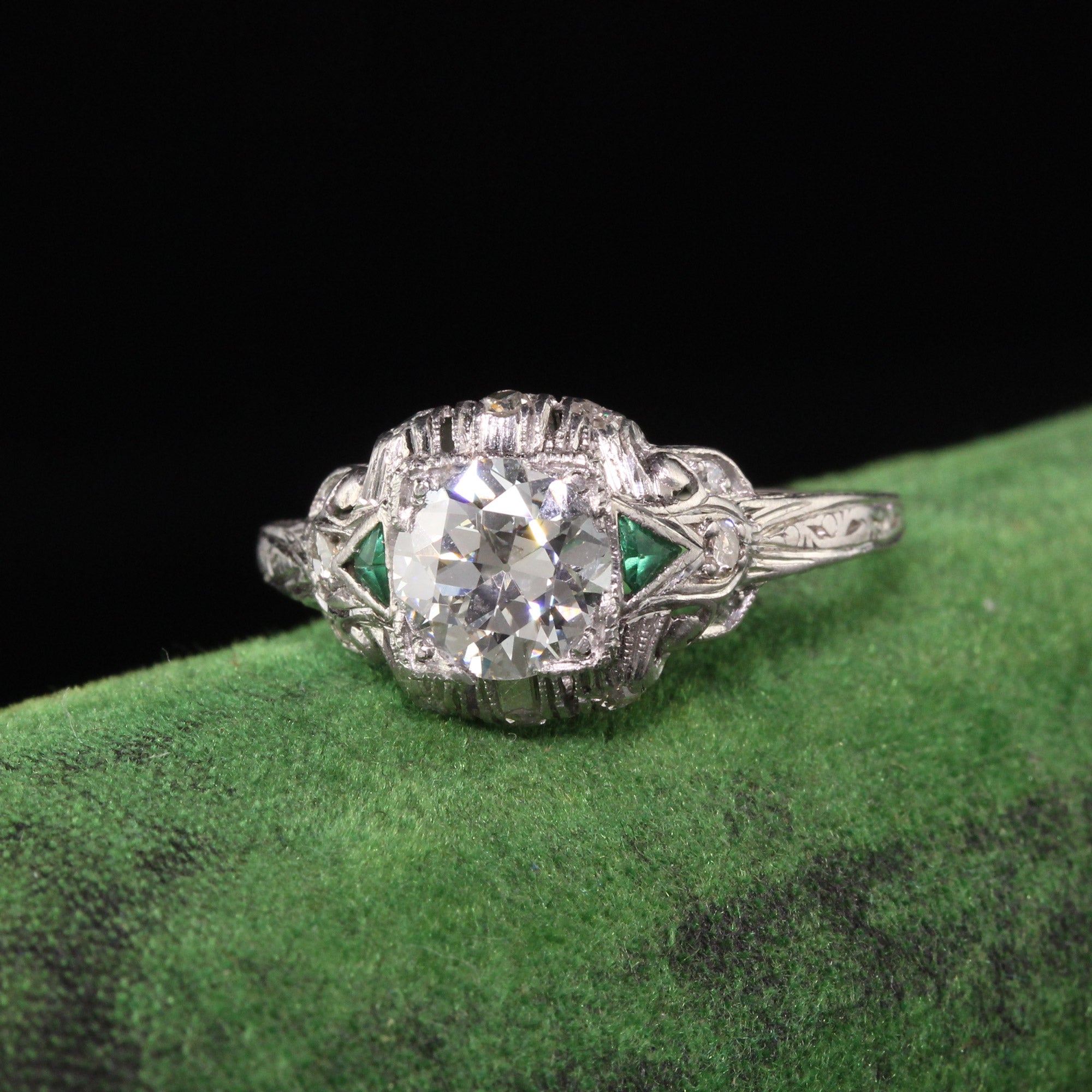 RESERVED - Layaway 2 of 3 - Antique Art Deco Platinum Old European Dia ...