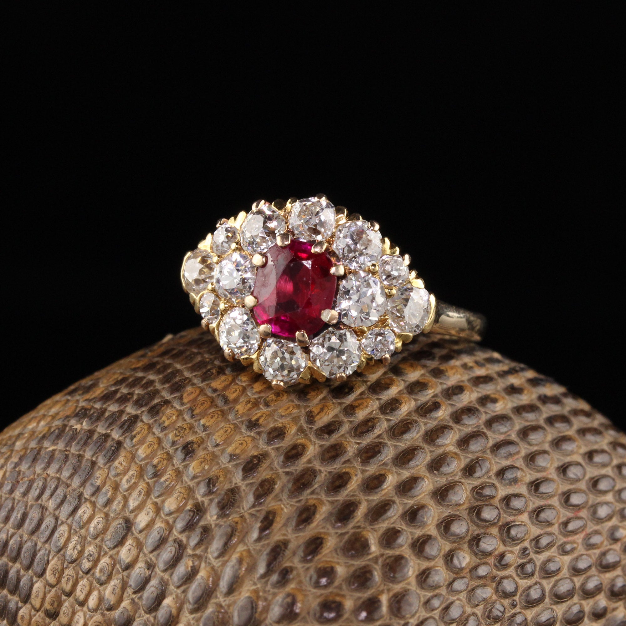 Antique Victorian 14K Yellow Gold Old European Diamond Ruby Ring – The ...