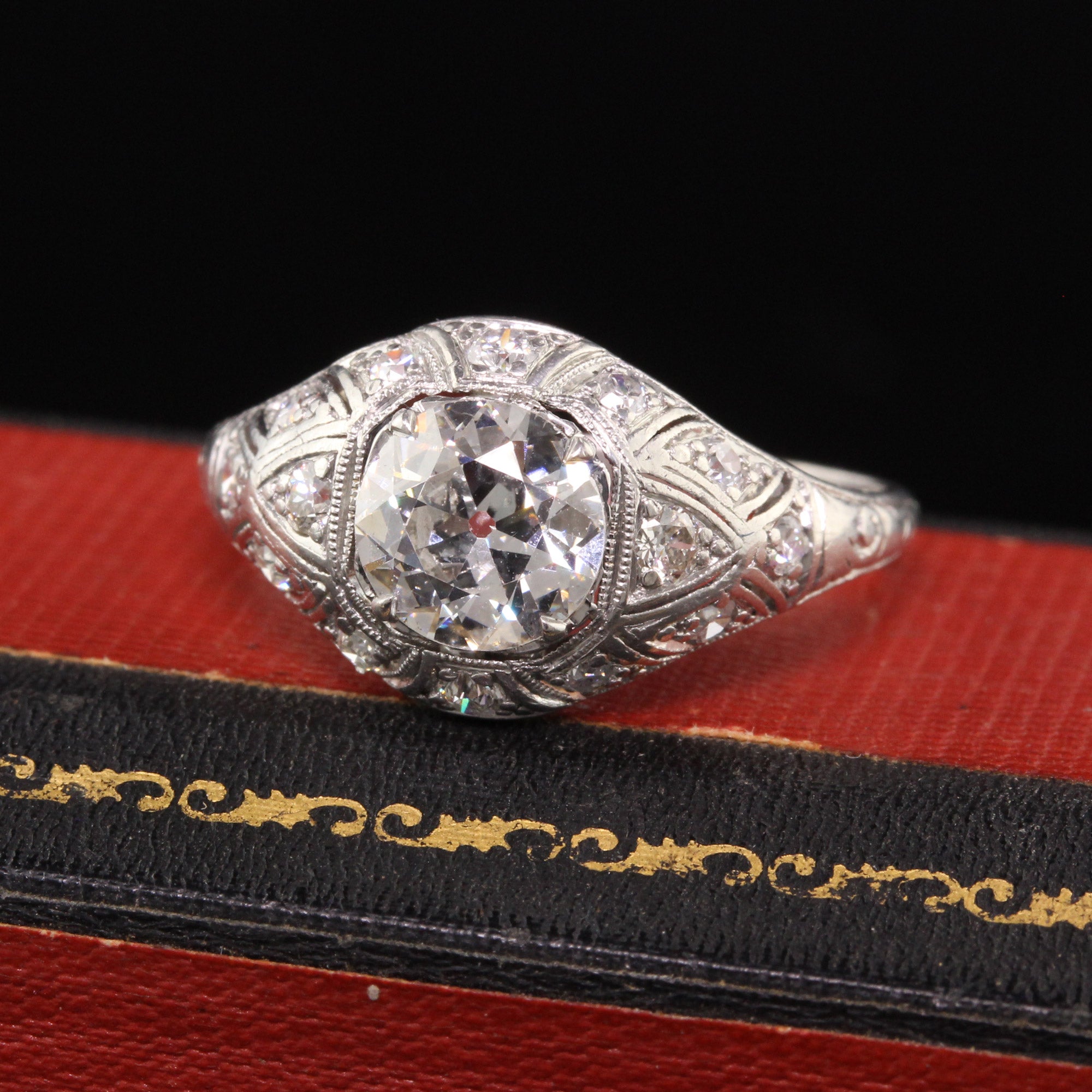 Antique Art Deco Platinum Old European Diamond Engagement Ring - GIA ...