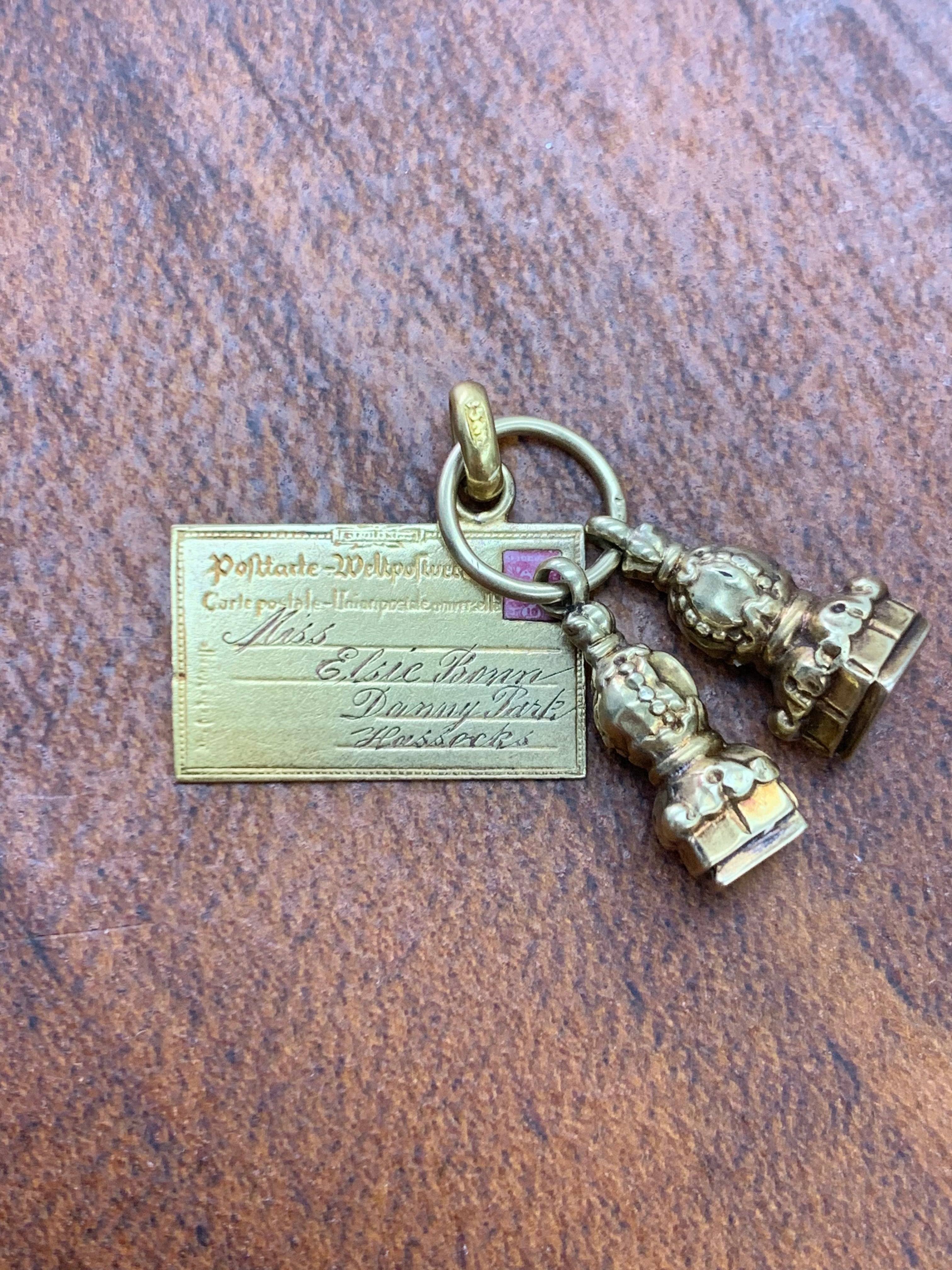 Antique 18K Yellow Gold Postcard & Seal Charm – The Antique Parlour